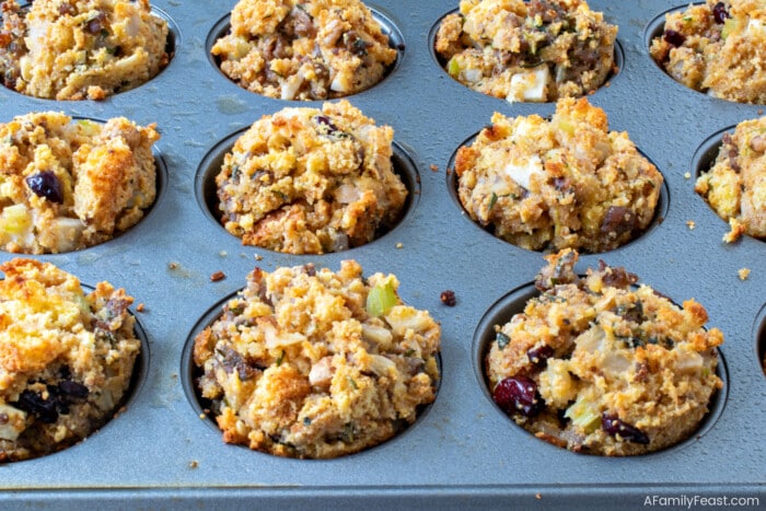Cornbread Sausage Stuffing Muffins - A Family Feast®