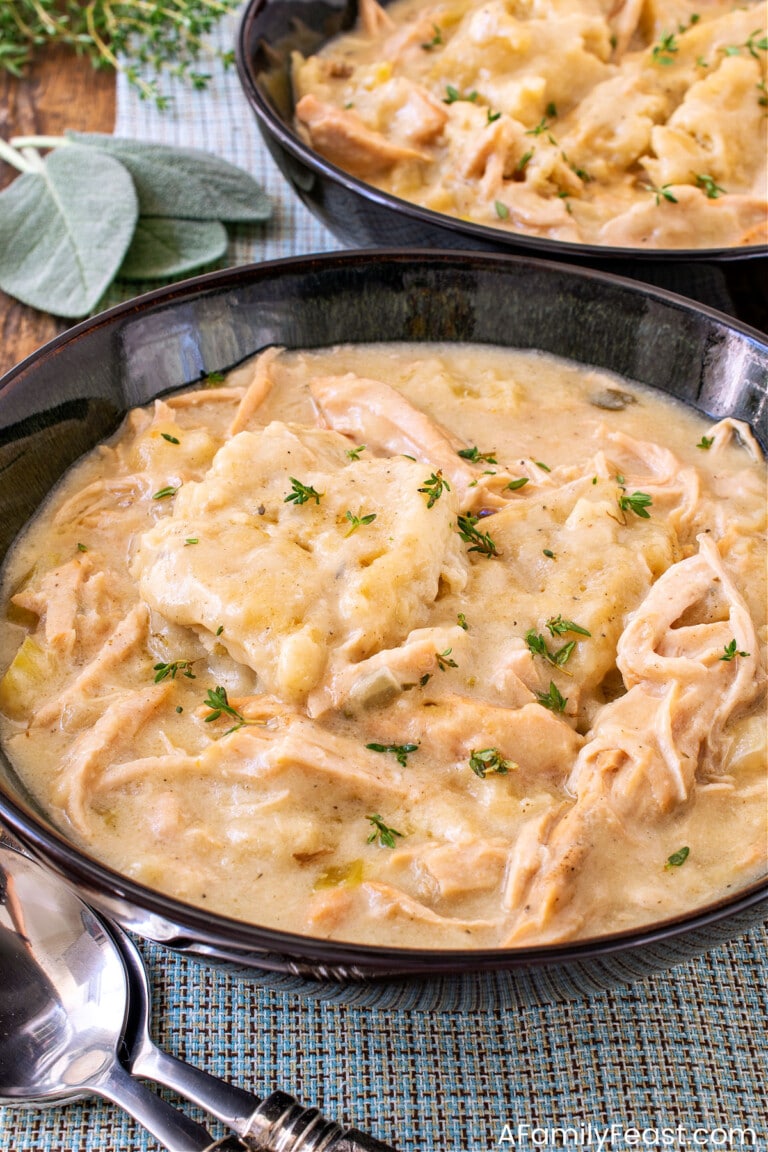 Slow Cooker Turkey and Dumplings - A Family Feast®