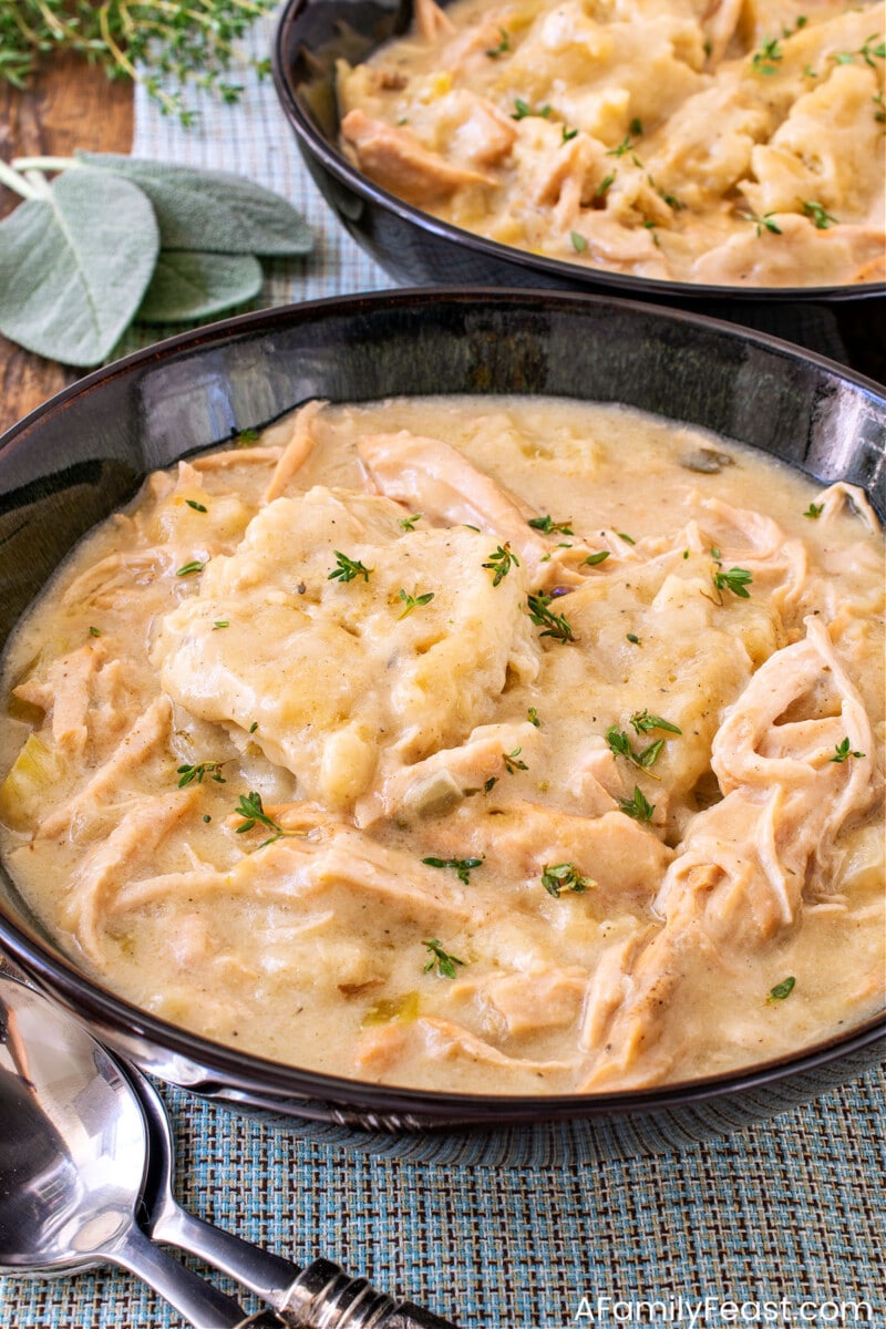 Slow Cooker Turkey and Dumplings - A Family Feast®