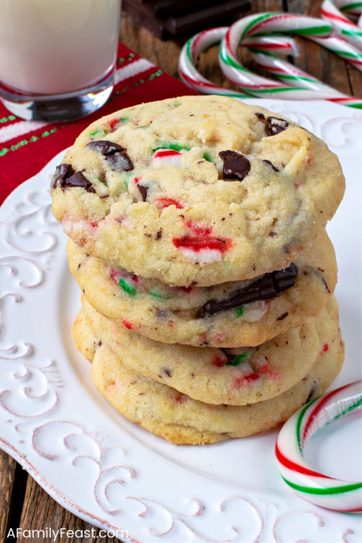 Peppermint Dark Chocolate Chunk Sugar Cookies - A Family Feast®