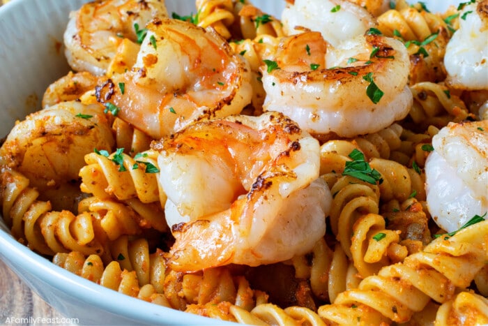 Pasta Romesco with Shrimp - A Family Feast®
