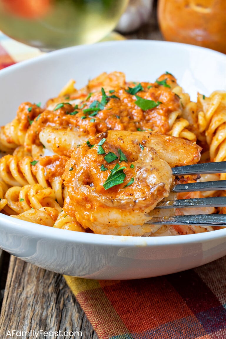 Pasta Romesco with Shrimp - A Family Feast®
