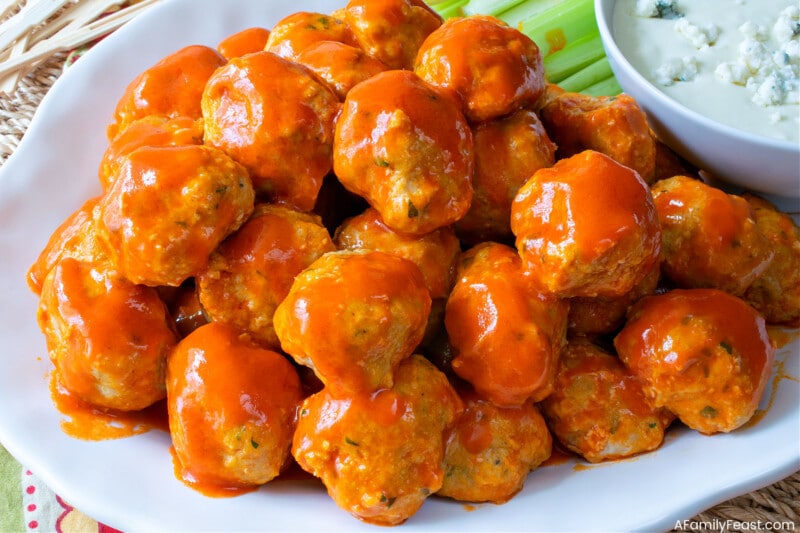Buffalo Chicken Meatballs - A Family Feast®