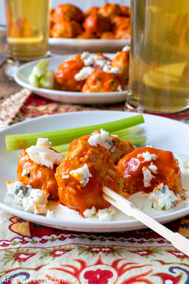 Buffalo Chicken Meatballs - A Family Feast®
