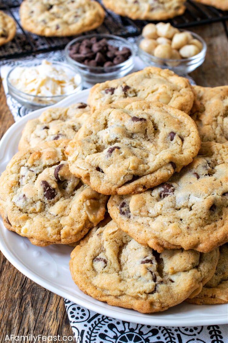 Chocolate Chip Coconut Macadamia Nut Cookies - A Family Feast®
