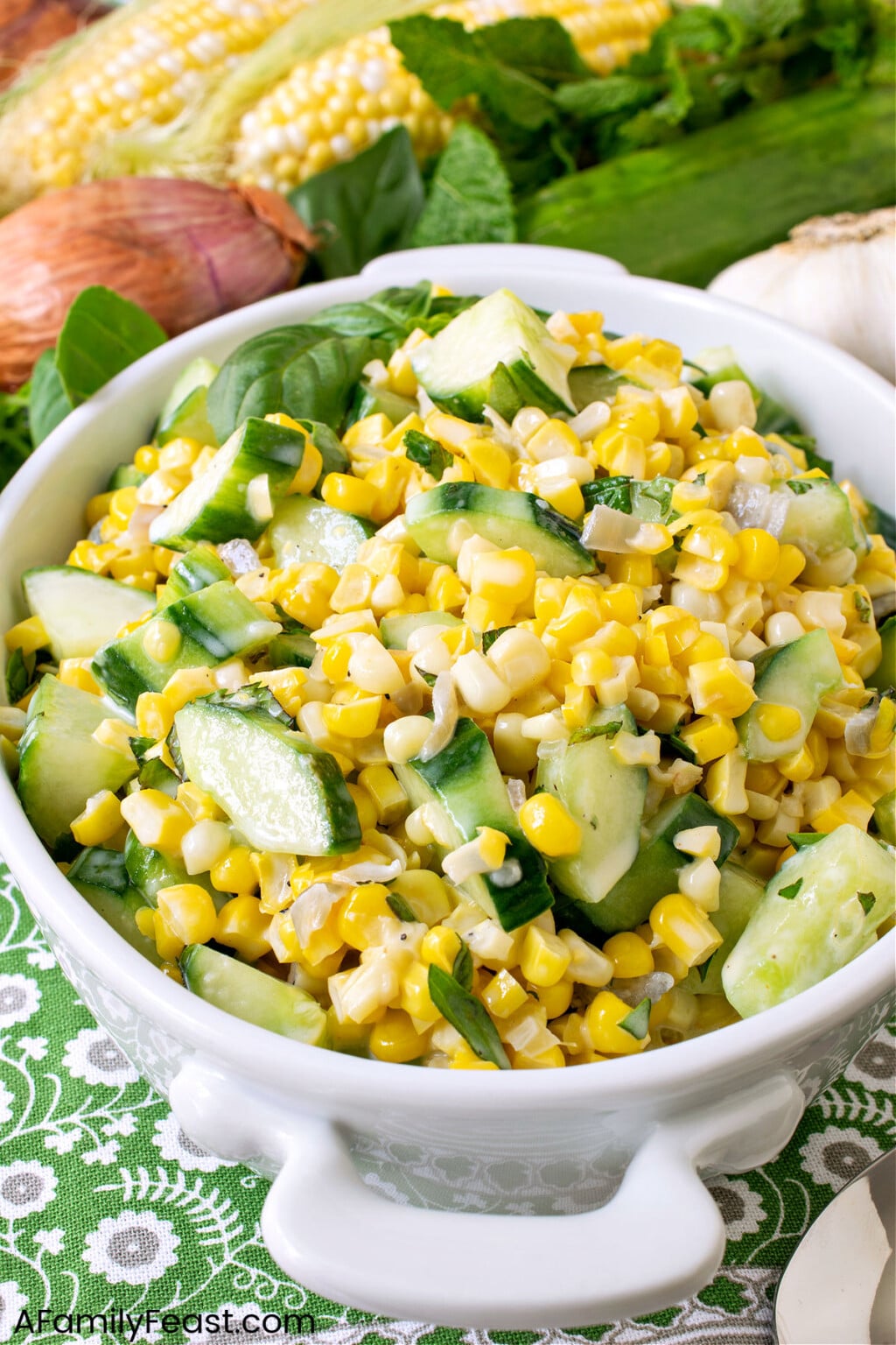 Corn Cucumber Salad with Buttermilk Dressing - A Family Feast®