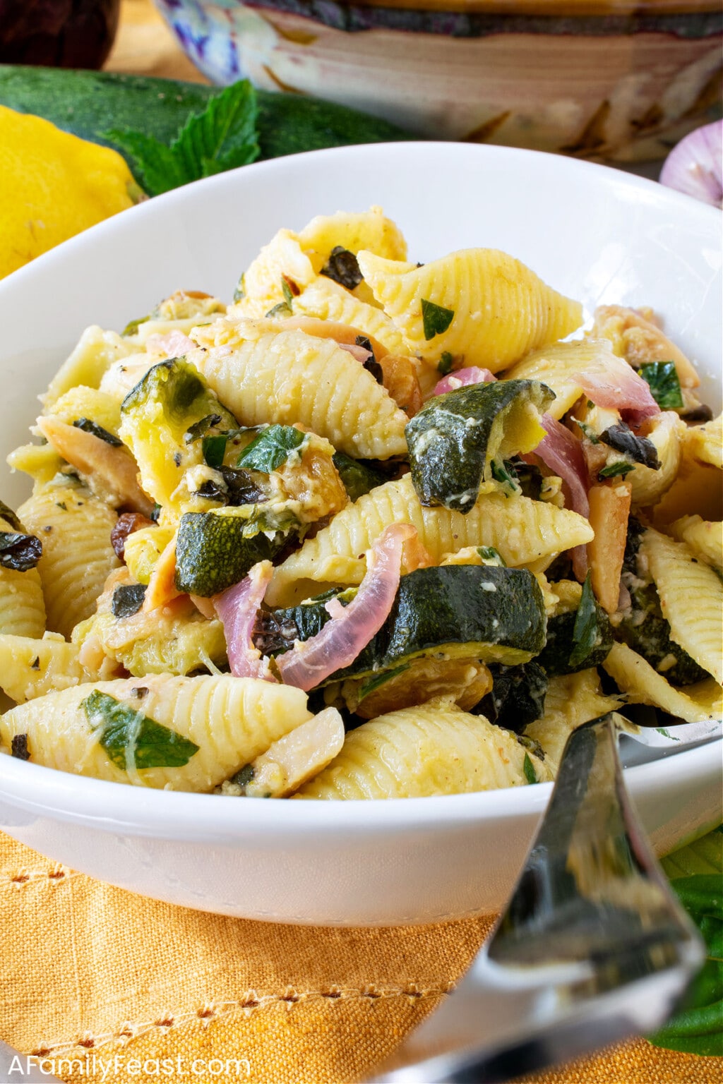 Roasted Zucchini Pasta Salad - A Family Feast®