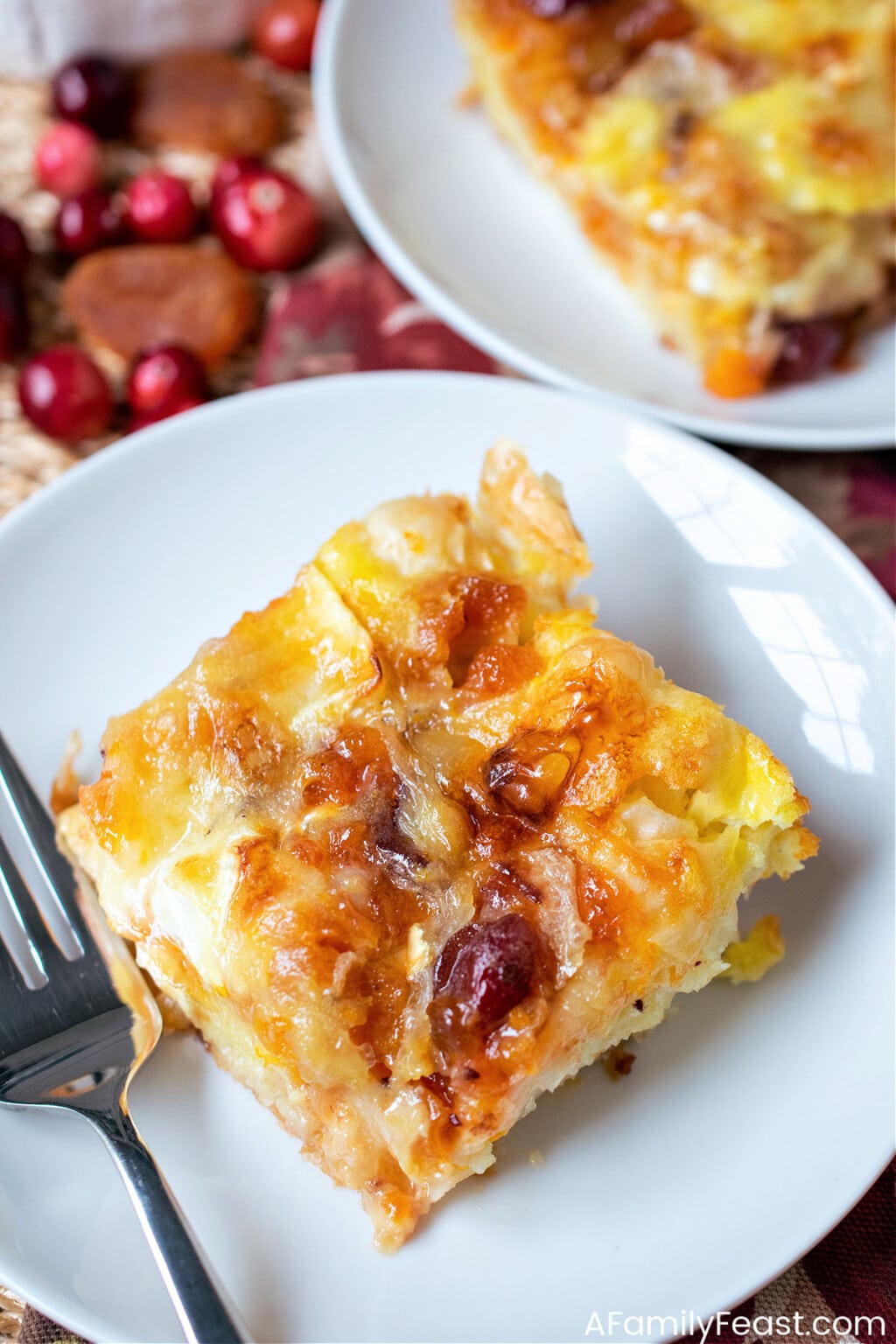 Cranberry Brie Phyllo Custard Cake - A Family Feast®