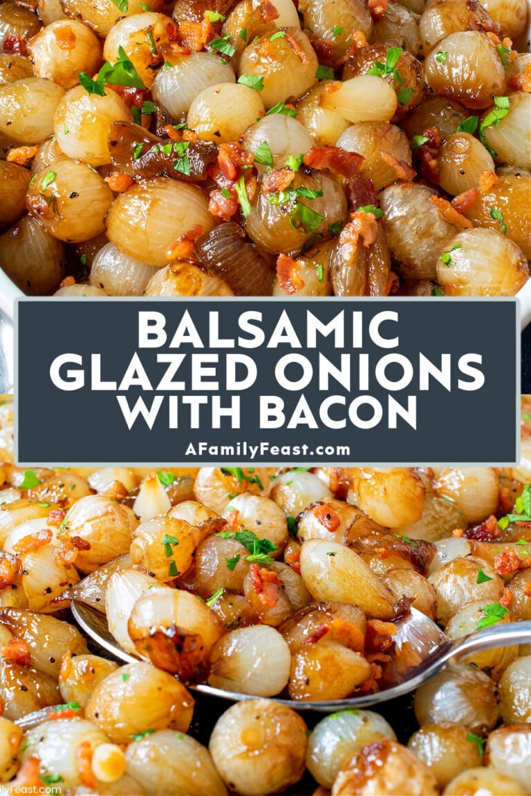 Balsamic Glazed Pearl Onions with Bacon - A Family Feast®