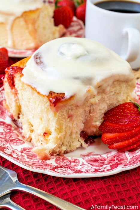 Strawberry Rolls with Cream Cheese Glaze - A Family Feast®
