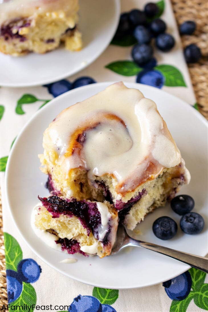 Blueberry Rolls with Cream Cheese Glaze - A Family Feast®