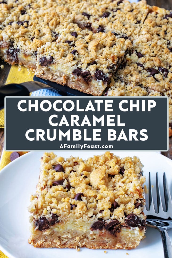Chocolate Chip Caramel Crumble Bars - A Family Feast®