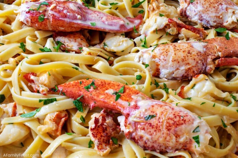 Lobster Sambuca Over Fettuccine - A Family Feast®